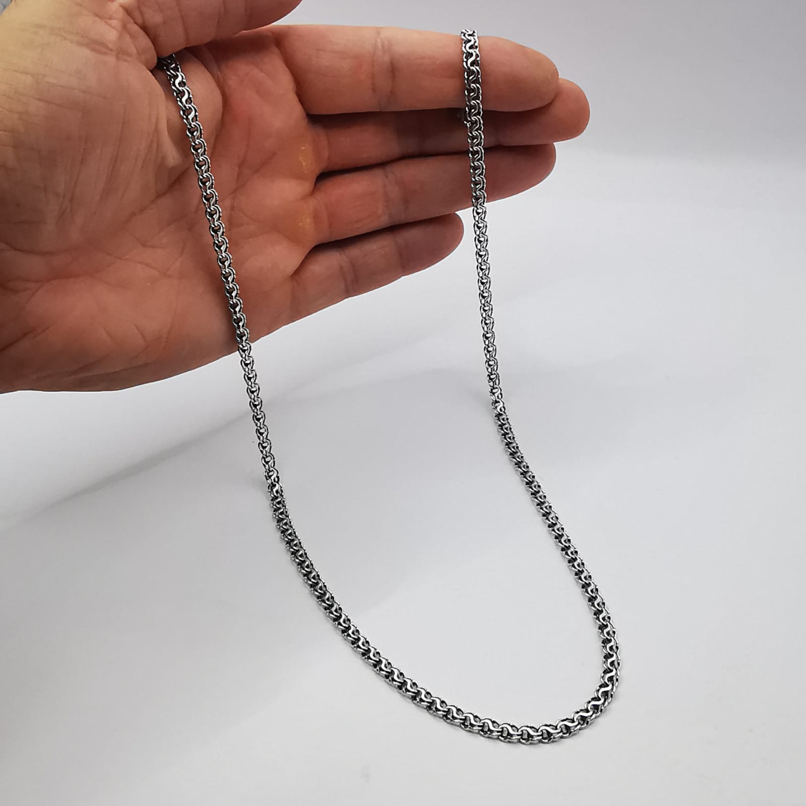 Vintage Beautiful Jewelry Chain925 Sterling SilverSigned Handmade 1841g