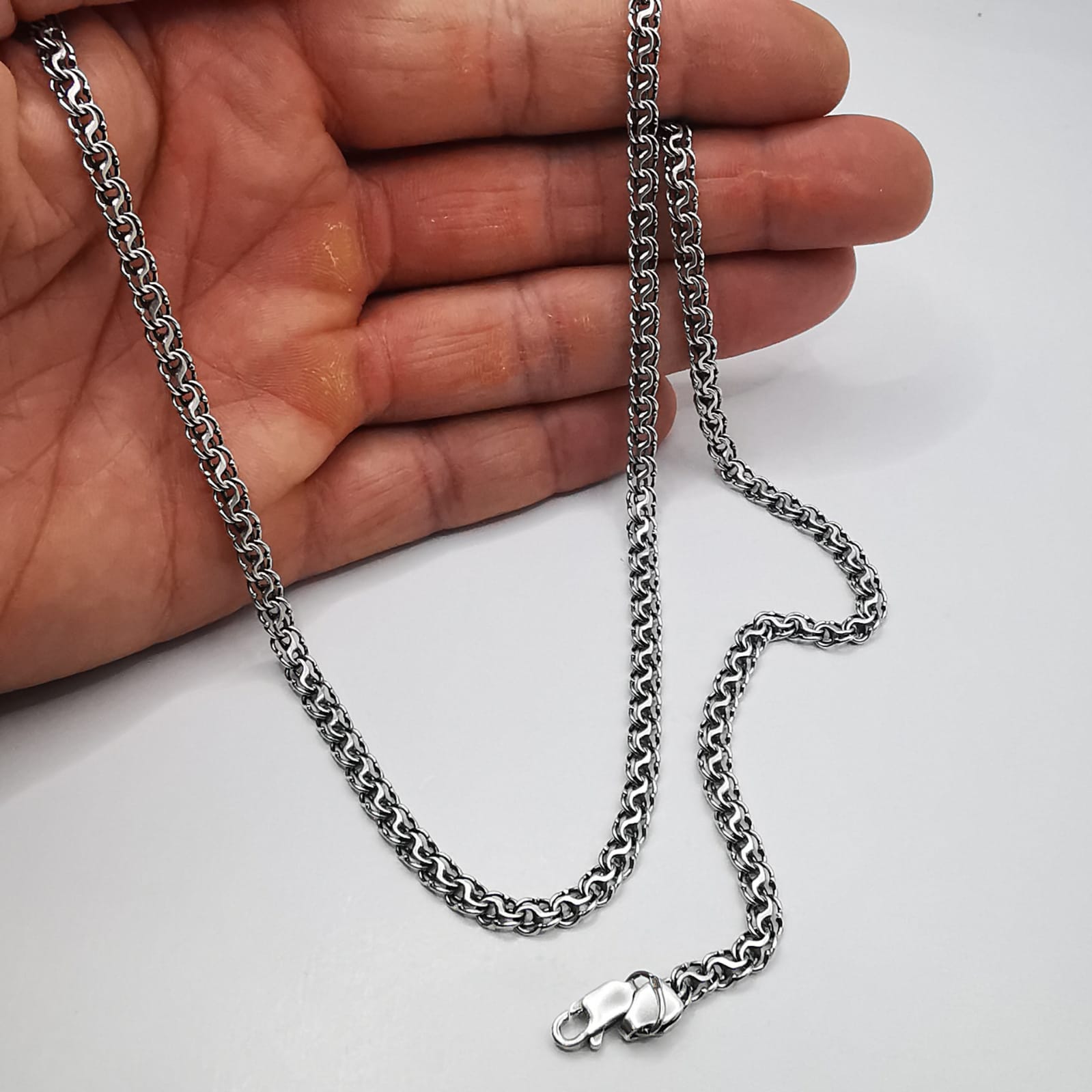 Vintage Beautiful Jewelry Chain925 Sterling SilverSigned Handmade 1841g