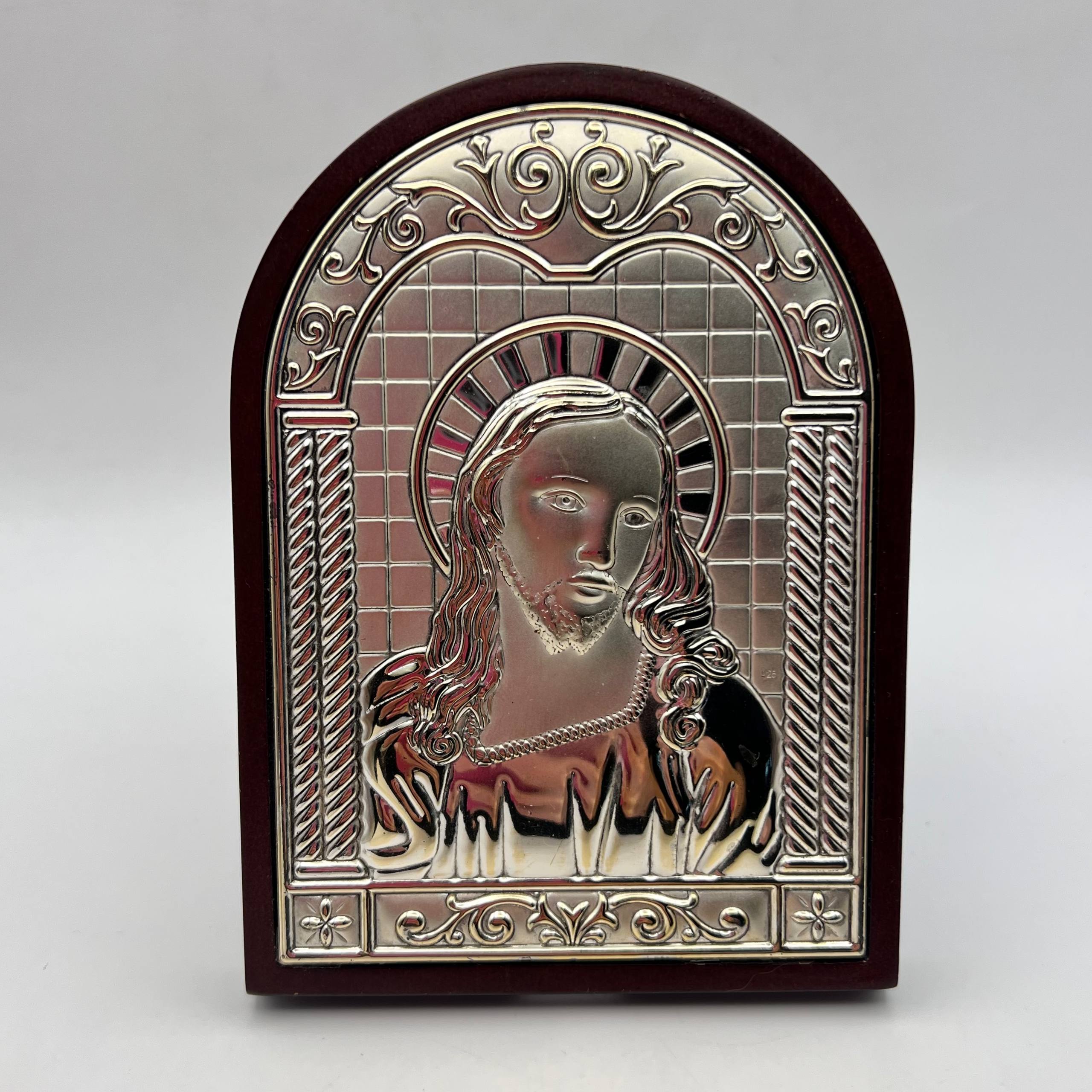 Vintage Jesus Christ Icon Silver 925 Front on Wood Table or Wall ...
