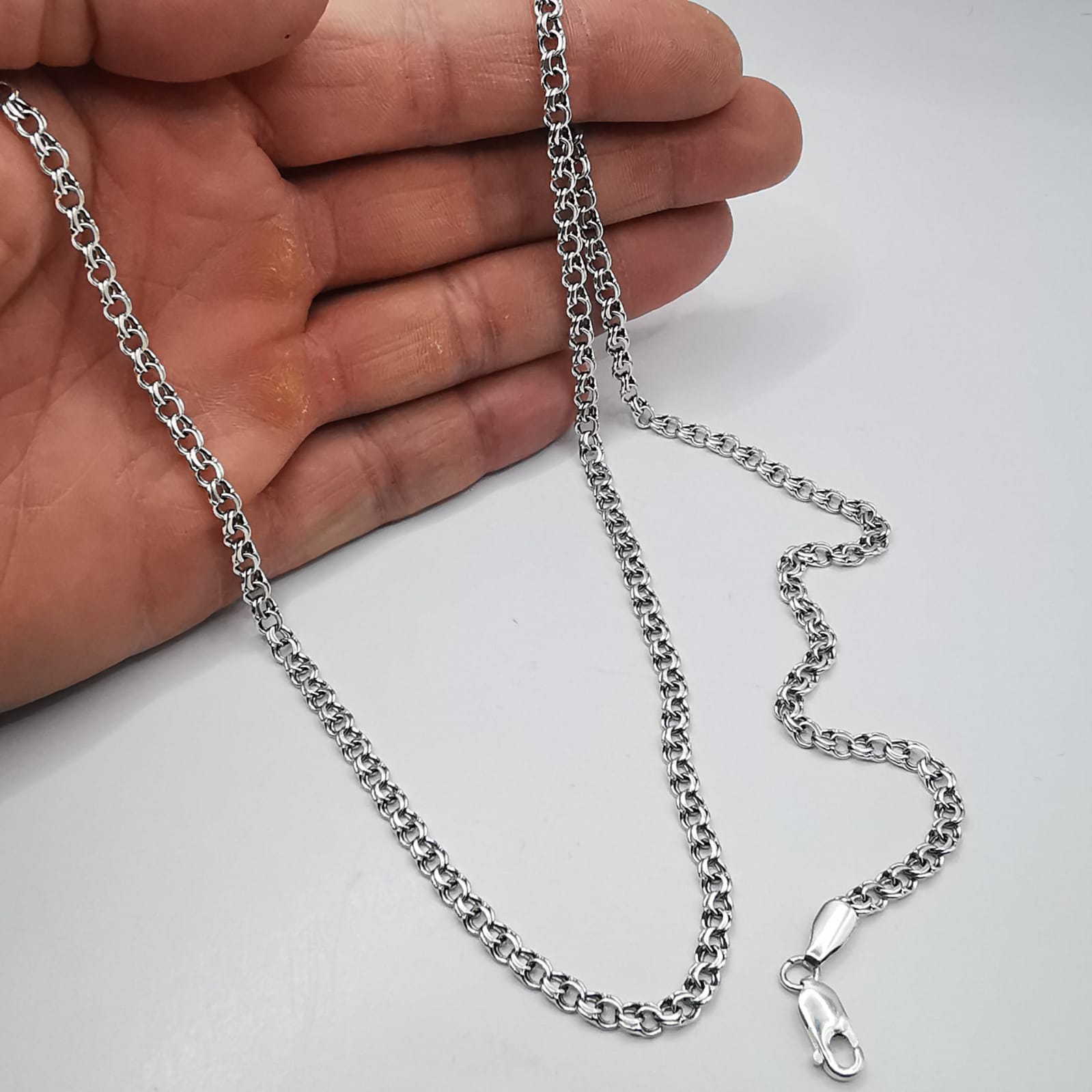 Vintage Beautiful Jewelry Chain925 Sterling SilverSigned Handmade 1513g