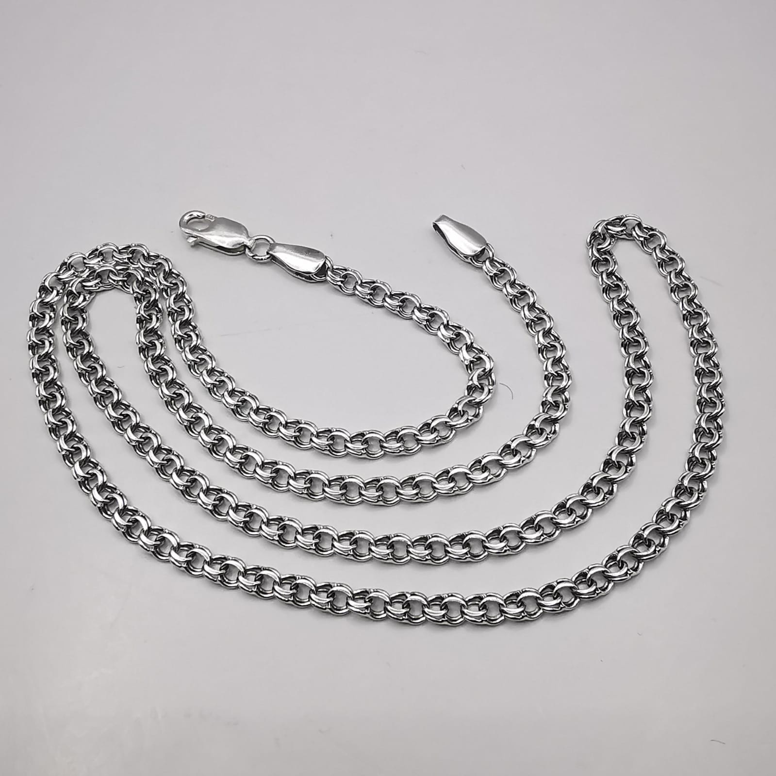 Vintage Beautiful Jewelry Chain925 Sterling SilverSigned Handmade 1513g