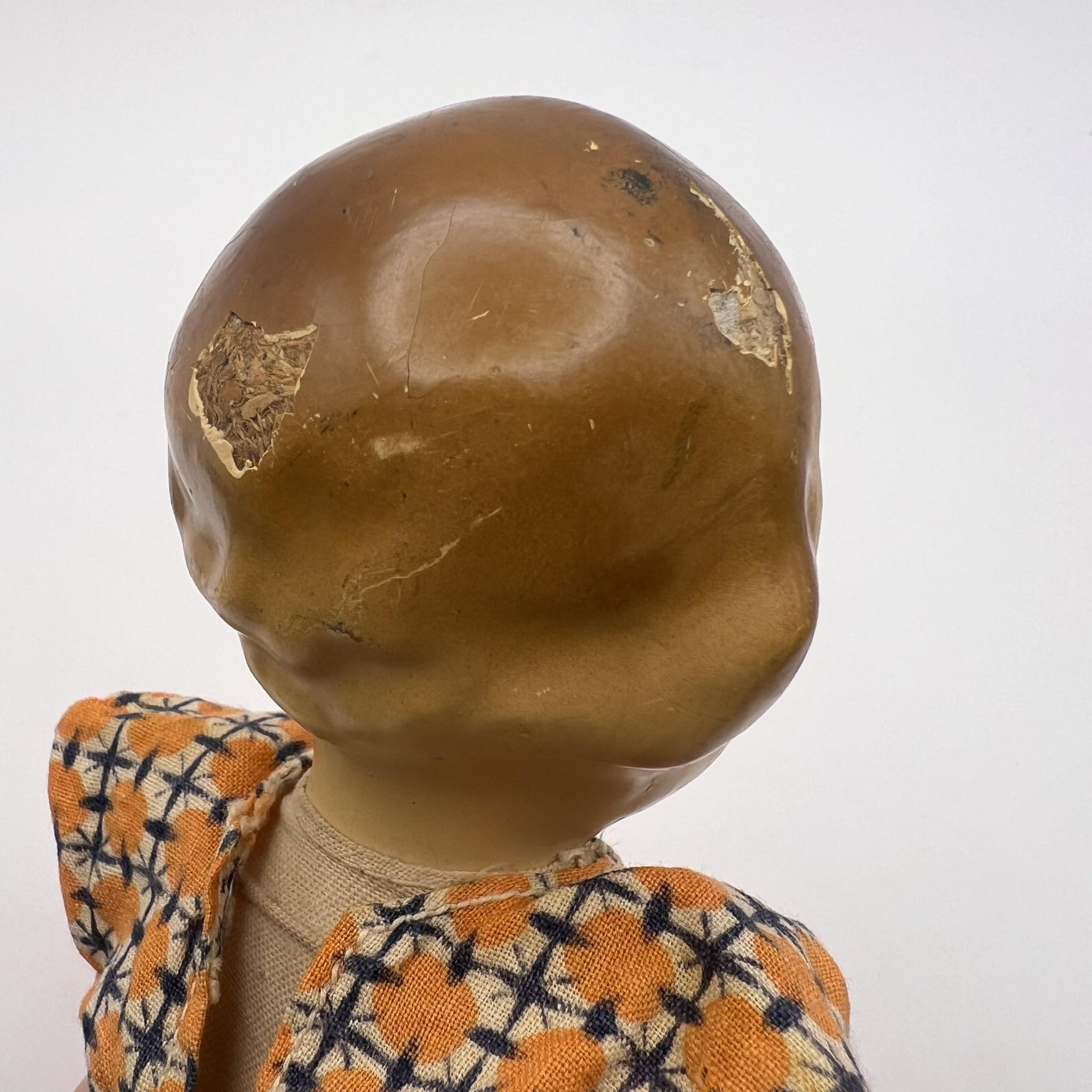 Antique USSR Kids Toy Girl Doll Hand Made Body Stuffed Cloth Head Sawdust