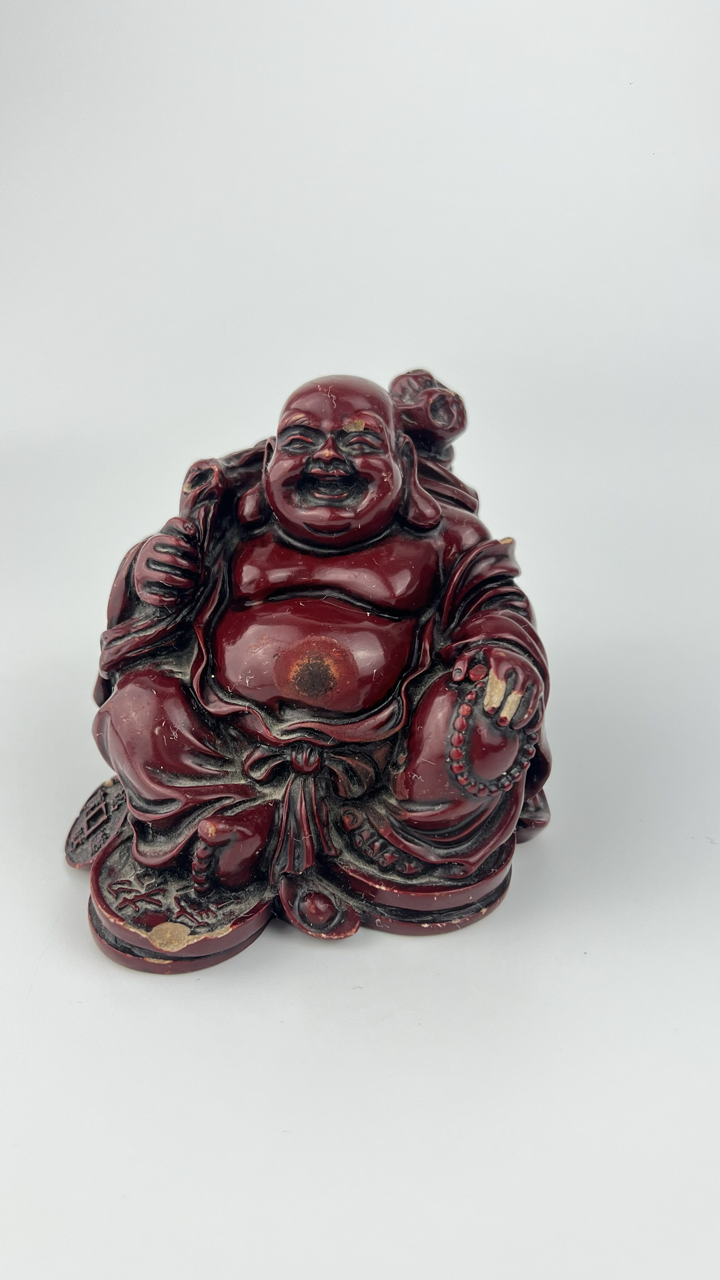 vintage buddha red resin Asian antique cinnabar color statue figureine ...