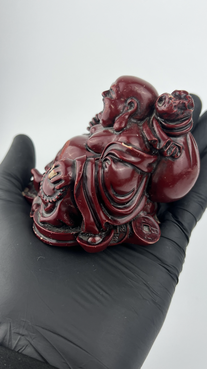 vintage buddha red resin Asian antique cinnabar color statue figureine ...
