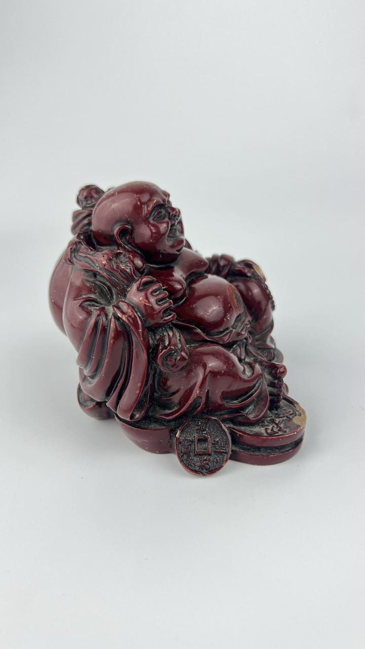 vintage buddha red resin Asian antique cinnabar color statue figureine ...