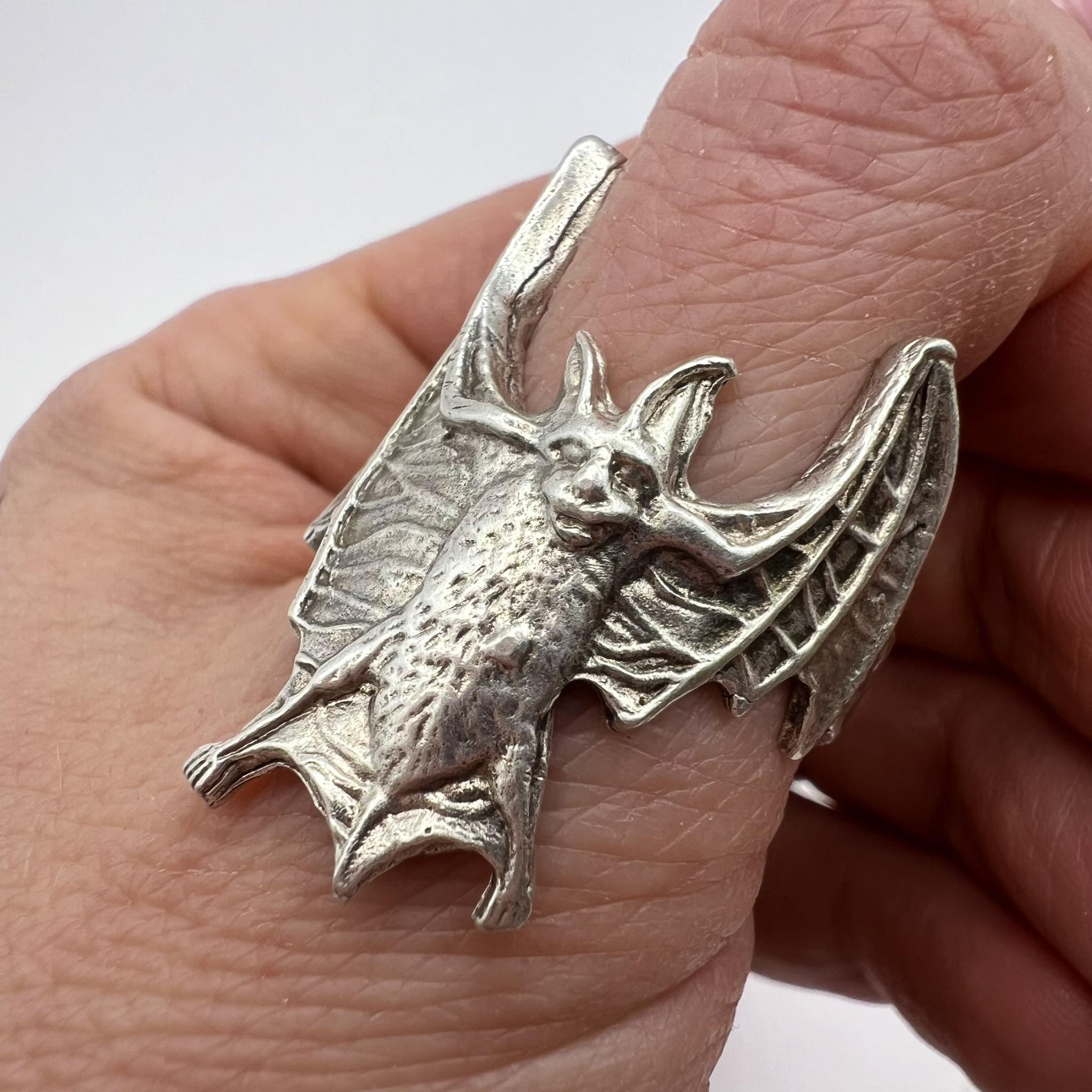 Large Vintage Sterling Silver 925 Biker Mens Jewelry Bat Animal Ring ...