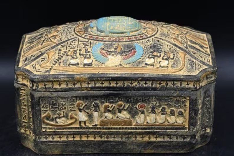 A wonderful old jewelry box from the ancient Pharaonic heritage made in ...