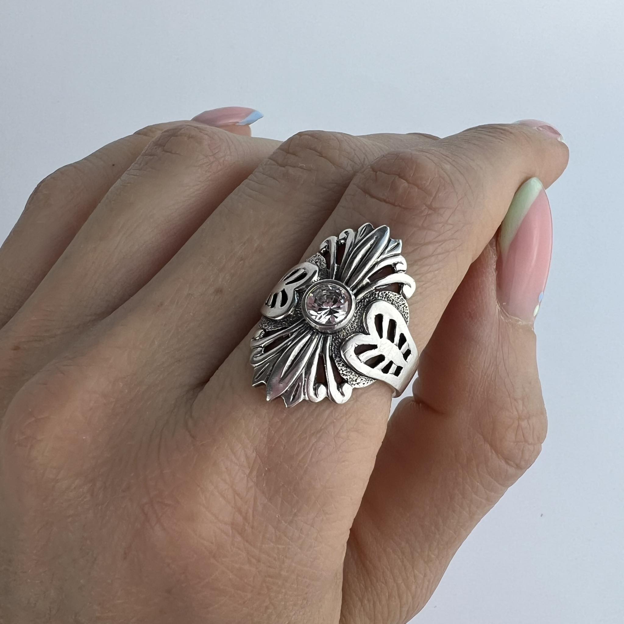 Nice Vintage Sterling Silver 925 Womens Jewelry Ring Signed 5 gr Size 75
