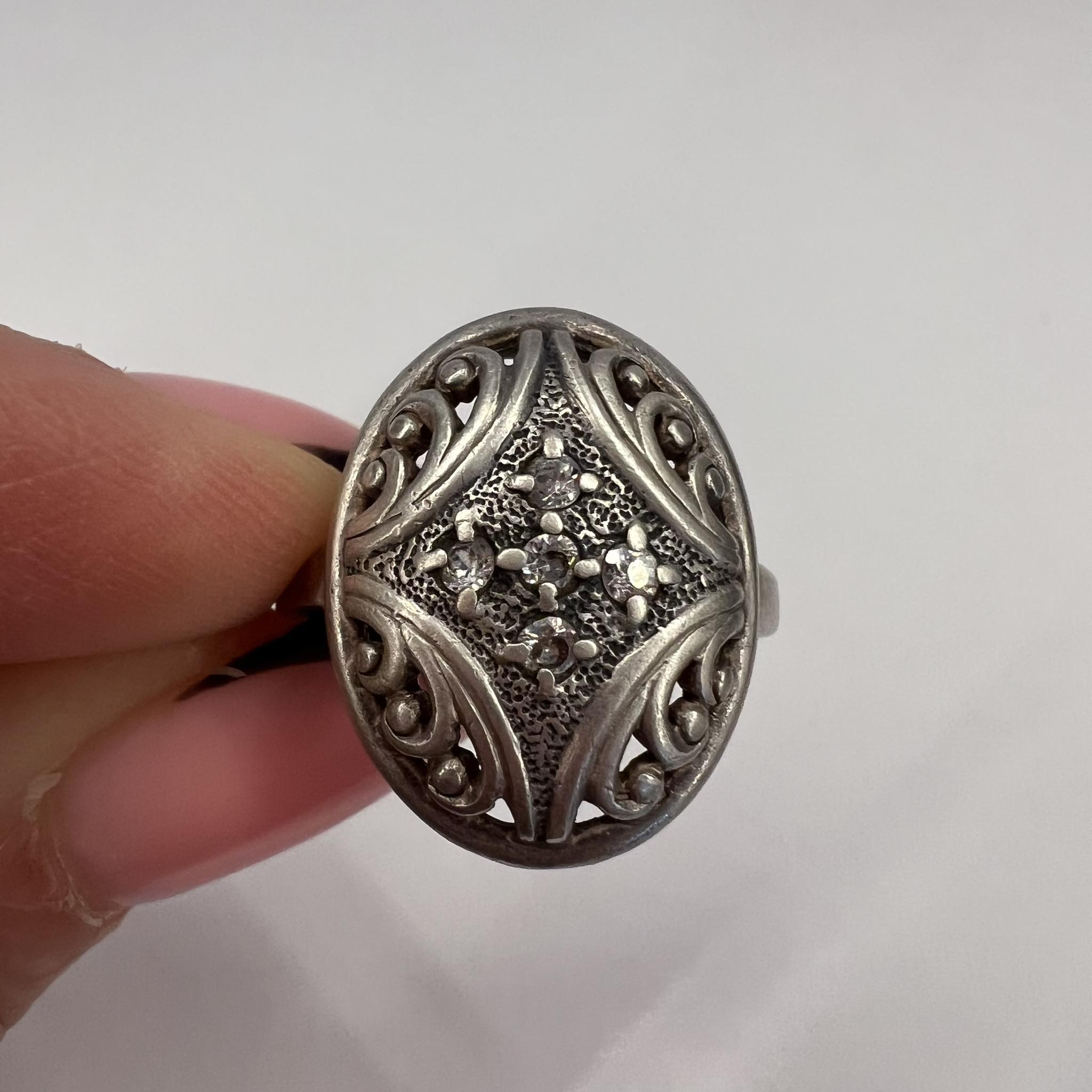 Vintage Sterling Silver 925 Womens Jewelry Ring Signed Ukraine 53 gr Size 5