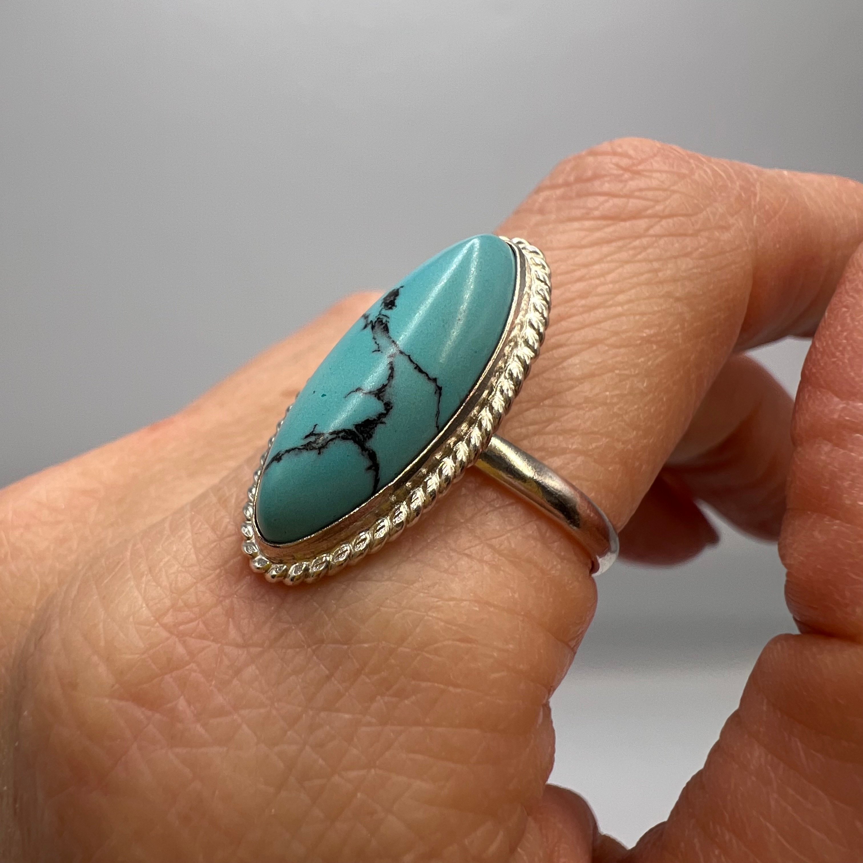 Vintage Unique Ring Sterling Silver 925 Turquoise Jewelry Womens Signed ...