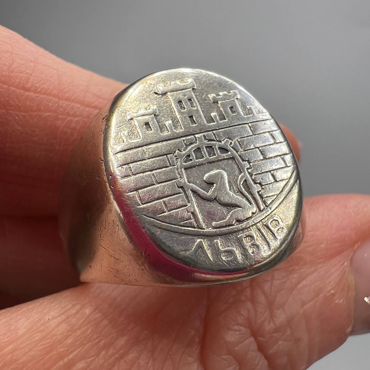 1965 Vintage USSR 875 Silver Mens Ring Lion Signet Ukraine Lviv 8g Size 8