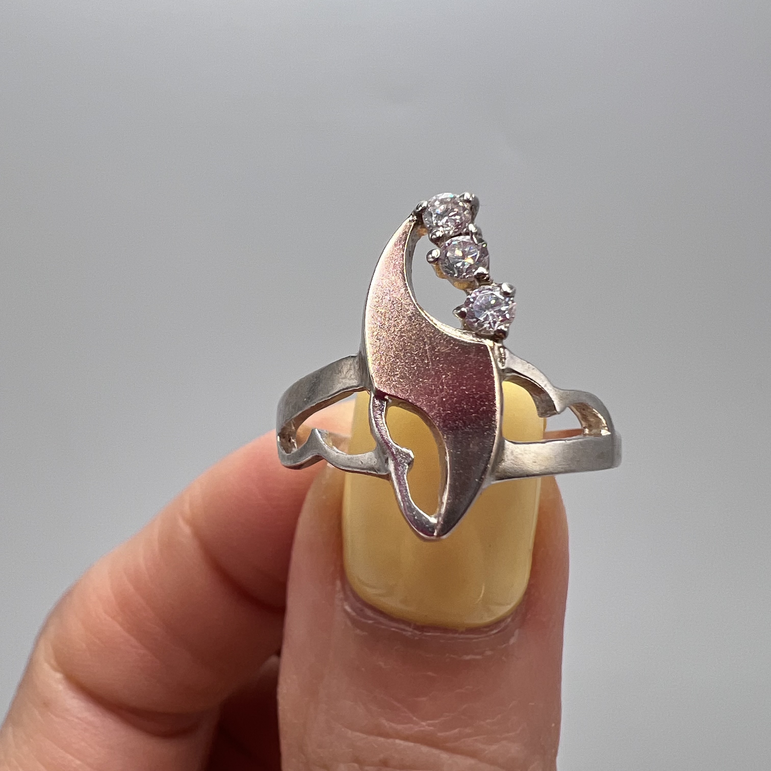 Vintage Ring Gilt Sterling Silver 925 Stone Jewelry Womens Signed Size 75US