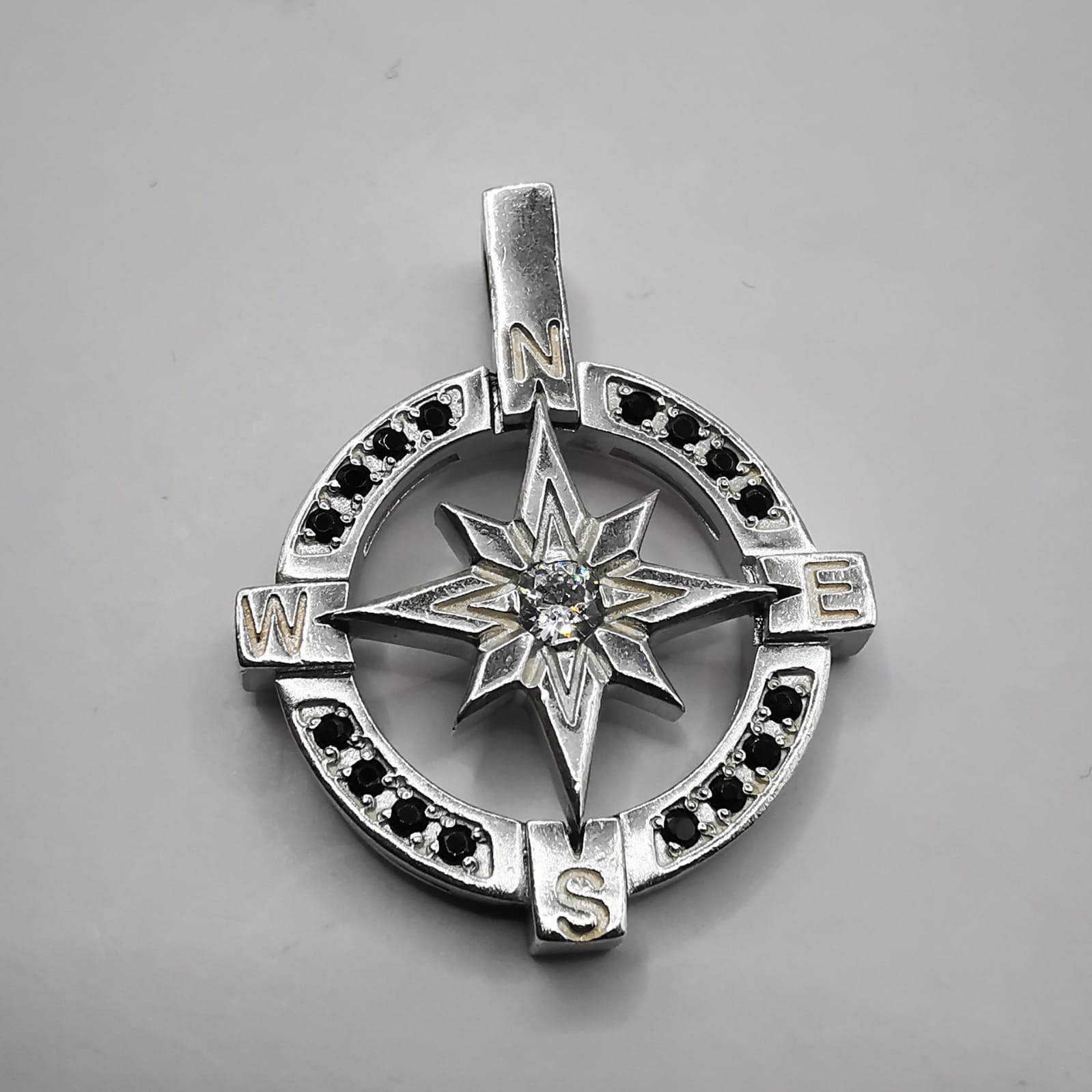 Vintage Fine Pendant Wind Rosemade of 925 silverhandmadeZircon Spinel 547g