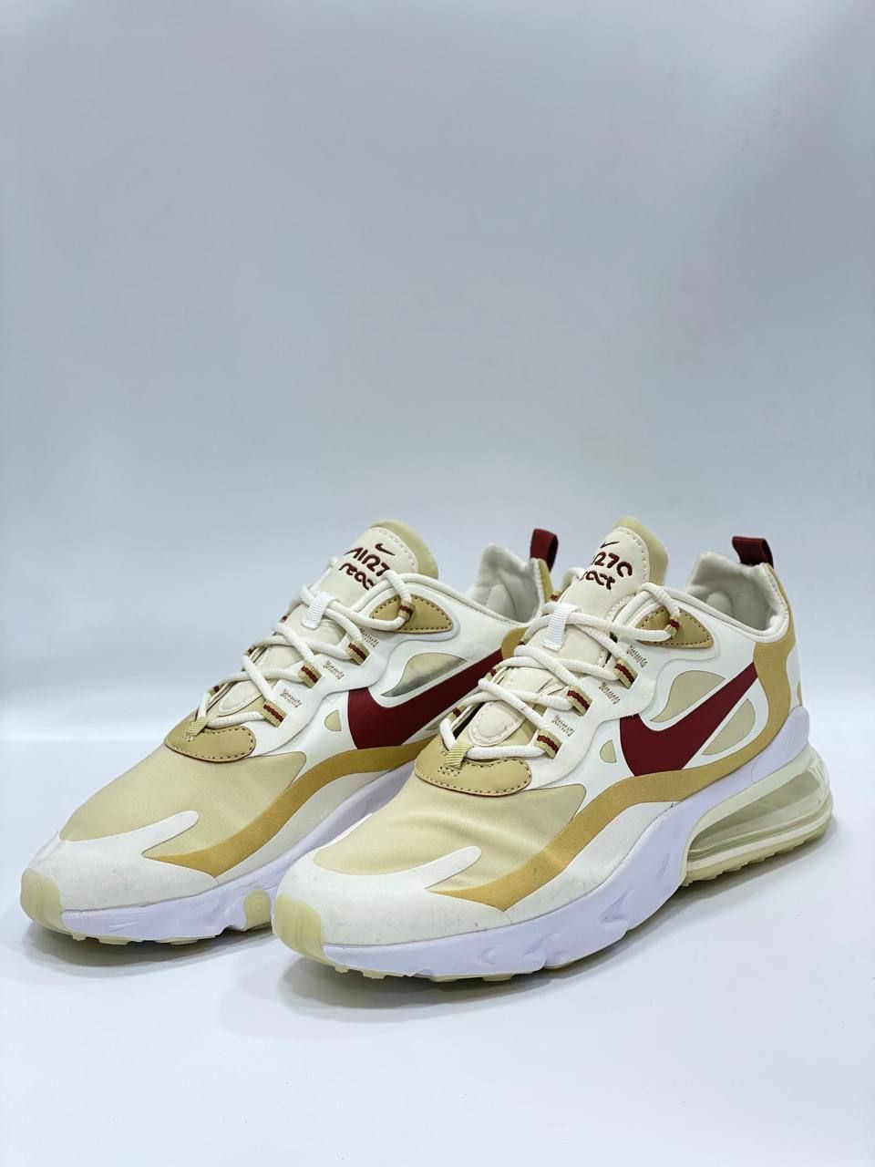 Nike Air Max 270 React Team Gold Mens 9 Sneakers Shoes AT6174-700