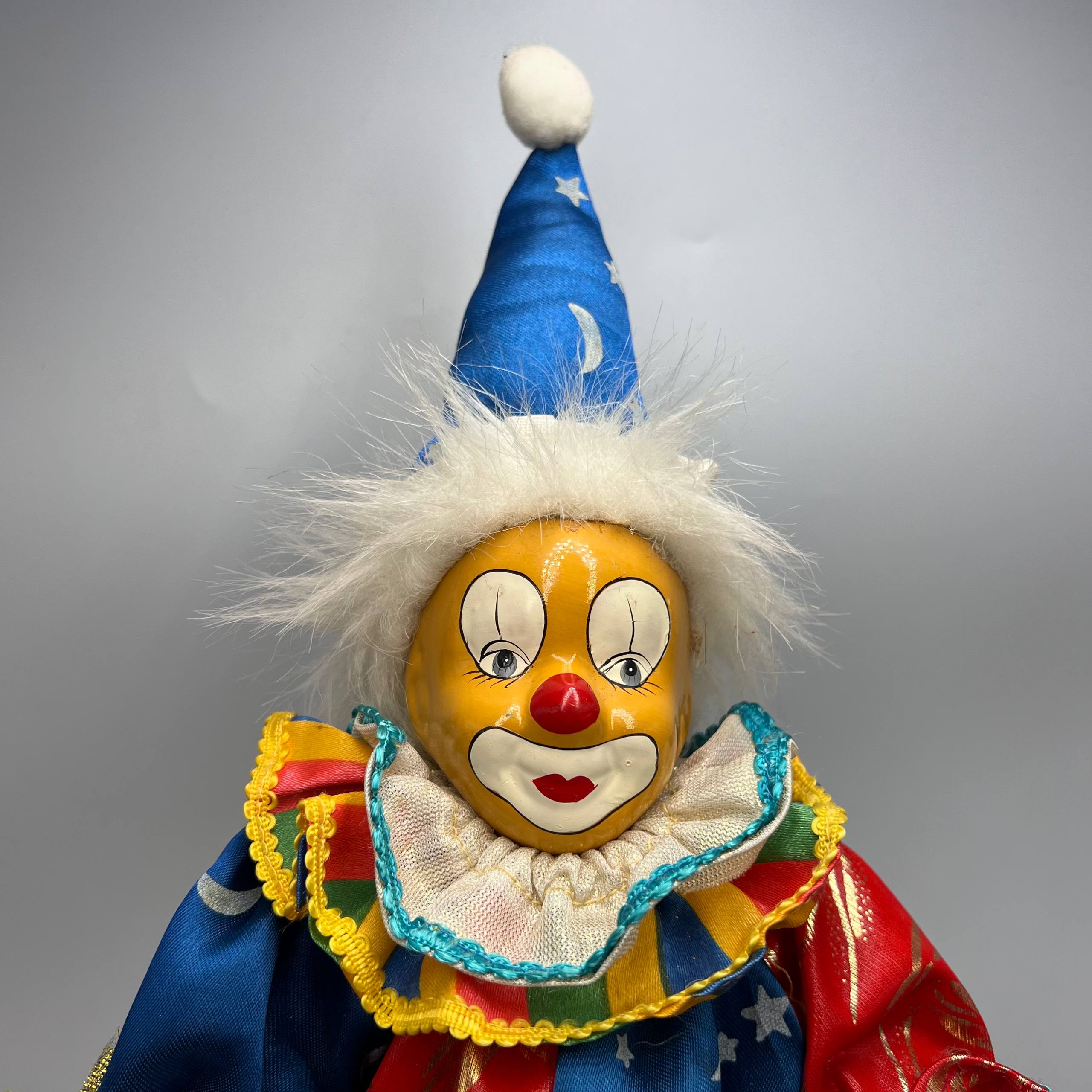 Vintage Porcelain Clown Doll 1980s Handmade Circus Harlequin Toy Gift ...