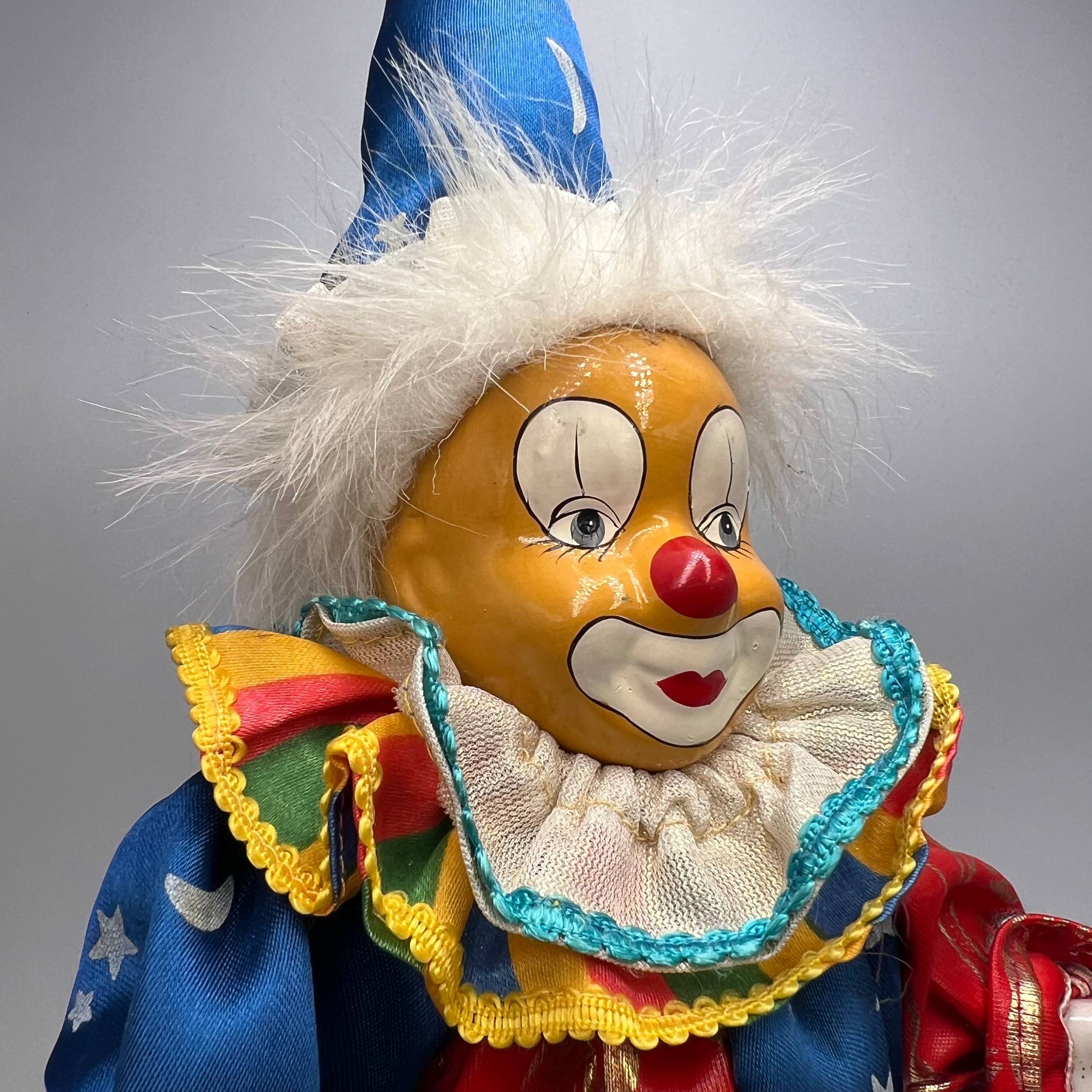 Vintage Porcelain Clown Doll 1980s Handmade Circus Harlequin Toy Gift ...