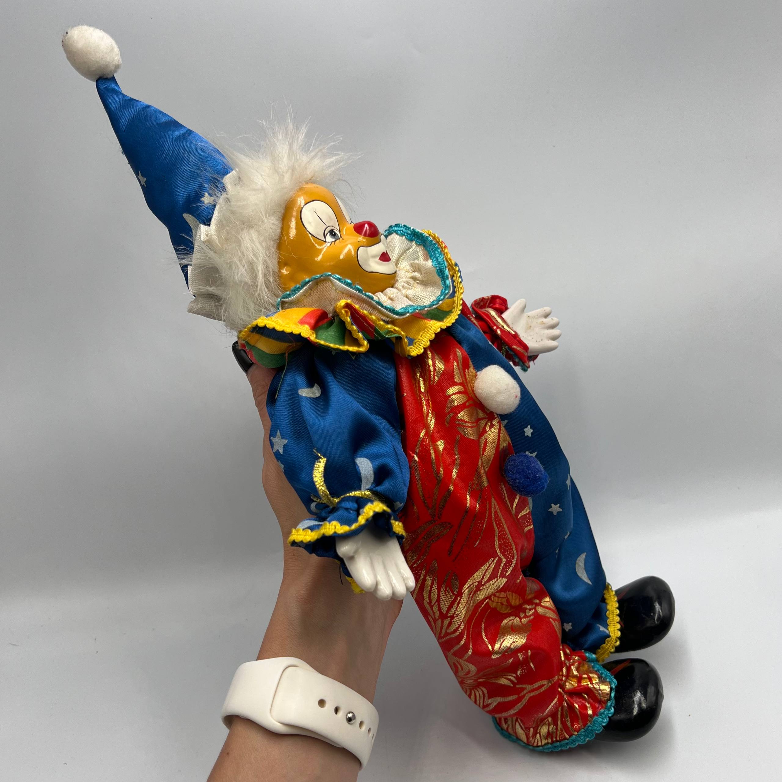 Vintage Porcelain Clown Doll 1980s Handmade Circus Harlequin Toy Gift ...